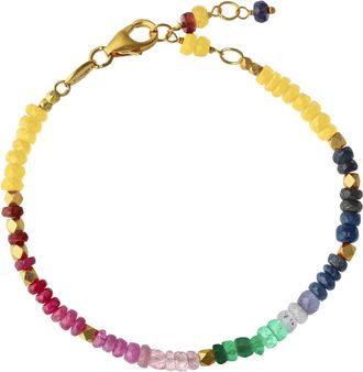 OrusBijoux Bracelet Argent Doré Et Pierres Précieuses Saphir émeraude