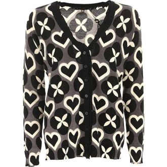 Twinset Bedruckter Wollstrick-Cardigan - - Knitwear - Damen - Schwarzk - S