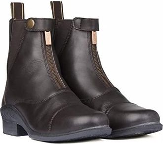 Horze Bottines Jodphur en Cuir Rose avec Fermeture éclair sur Le Devant, Marron, 36
