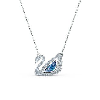 Swarovski Swan Halskette, Schwan, Blau, Rhodiniert