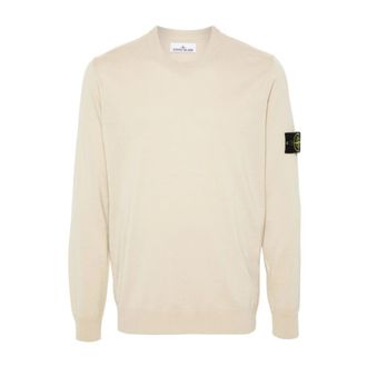 Stone Island Pull en tricot fin avec patch boussole - Homme - Pulls - Beige - Taille: XL