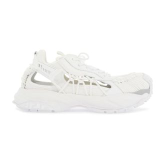 Versace Femme, Chaussures, Blanc, Taille: 40 EU Baskets Futuristes en Cuir avec Tissage en Corde