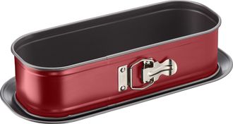 T-fal 1640314 Delibake Kuchenform mit Scharnier, 30 x 11 cm, Rot/Grau