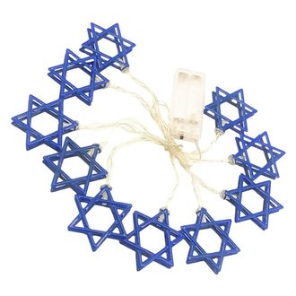 Cabilock Chanukka Led Lichterkette Davidstern Design 1,65m 10 Led Batterielichter Blau Dekoration F&uuml;r Chanukka Feier Und Innenbereich