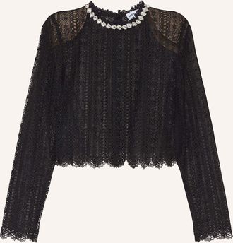 Self Portrait Self-Portrait Longsleeve Aus Lochspitze Mit Schmucksteinen schwarz