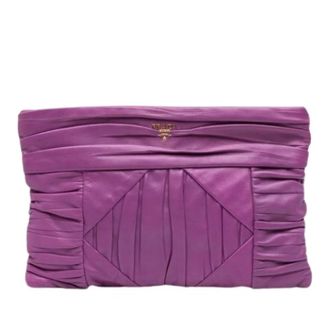 Prada Pre-owned Vintage Pleated Nappa Clutch - - Pre-owned - Damen - Lila - ONE SIZE