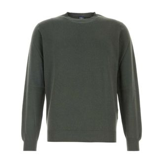 Fedeli Rundhals-Strick - - Knitwear - Herren - Gr&uuml;n - 2XL