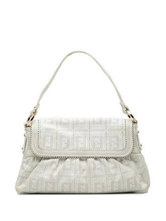 Fendi petit sac port&eacute; &eacute;paule Chef Flap &agrave; motif Zucca (2000-2010) - Blanc