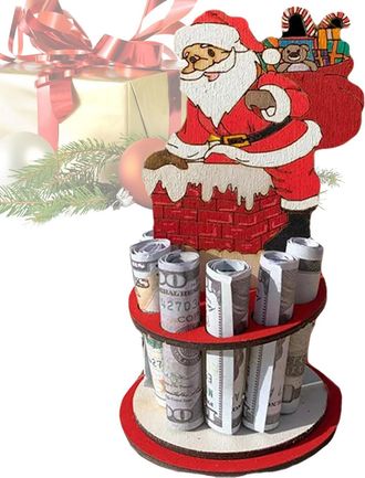 Generic Holz Geldhalter Geldklammern - f&uuml;r Bargeld Geldklammer, Weihnachtsmann Form mit 10 L&ouml;chern, Dekorative Festliche multifunktionale Weihnachtsschmuck | 