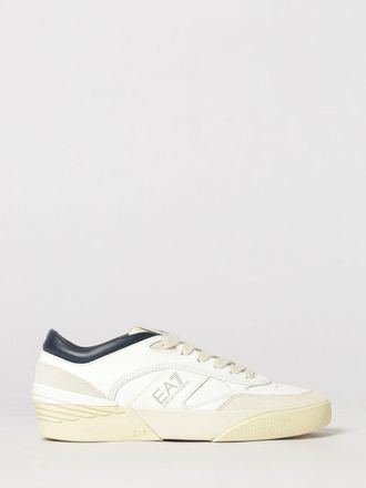 Emporio Armani Low-Top-Sneakers aus Rindsleder mit runder Kappe und gedrucktem Logo