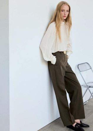 Mango Pantalon droit costume vert moyen - Femme - 32 - MANGO