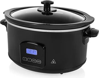 Tristar VS-3920 Schnellkochtopf/Schongarer | mit Digitaldisplay | 4,5 Liter Fassungsvermögen | Keramik-Innentopf | Schwarz