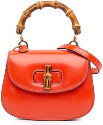 Gucci Hobo Bags - Mini Calfskin 1947 Bamboo Top Handle Bag - Gr. unisize - in Orange - f&uuml;r Damen