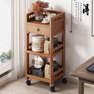 Generic Bambus Küche Rollwagen - mehrschichtige Dienstprogramm Trolley mit abnehmbaren Regalen und Rädern für einfache Lagerung nization und Mobilität in Haus