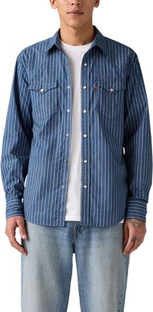 Levi's Herren Barstow Standard Fit Westernhemd Bjorn Geo Stripe Estate Blue Poplin Blue XL