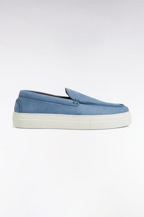 Eden Park Mocassins &Agrave; Semelles Sneakers En Cuir Su&eacute;d&eacute; Bleu Gris
