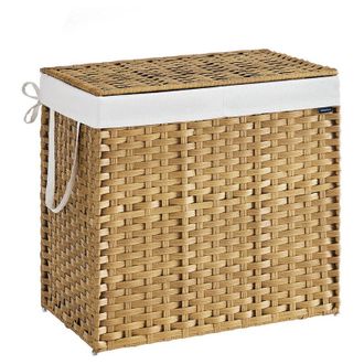 Songmics Panier de Rangement, Corbeille Linge Sale 160 l avec Couvercle, Pliable, Sacs en Tissu Amovibles et Poign&eacute;es, pour Couvertures, V&ecirc;tements, Salon