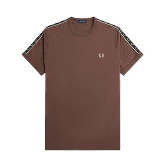 Fred Perry Ringer T-Shirt mit Kontrastband - - Tops - Herren - Braun - XL