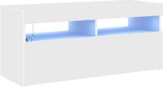 vidaXL TV-Schrank mit LED-Leuchten Wei&szlig; 90x35x40 cm Vidaxl