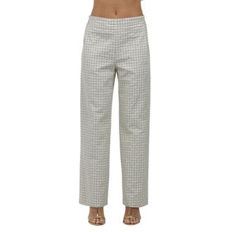 Via Masini 80 Karierte Bicolor Fantasiehose - - Trousers - Damen - Wei&szlig; - M