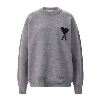 Ami Strickpullover mit Rundhalsausschnitt - - Knitwear - Damen - Grau - M