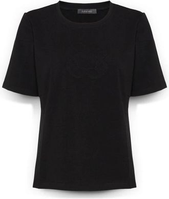 Elena Miro Femme, Tops, Noir, Taille: 38 FR T-shirt en coton avec logo Monogramme