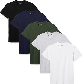 Lower East Herren Le156 T-Shirt, Weiß/Hellgrau Melange/Dunkelblau/Dunkelgrün/Schwarz, 3XL EU