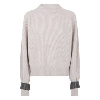 Brunello Cucinelli Weicher Cashmere Rundhals Pullover - - Knitwear - Damen - Beige - L