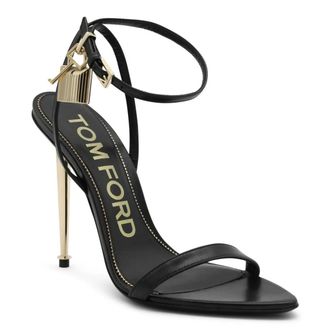 Tom Ford Sandalen - High-Heeled Black Sandal With Metallic Gold Accent - Gr. 36,5 (EU) - in Schwarz - f&uuml;r Damen