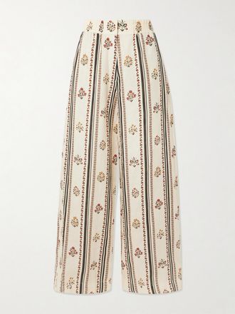 Agua Bendita Pantalon Large En Lin &Agrave; Imprim&eacute; Fleuri Tota Andes - Multicolore