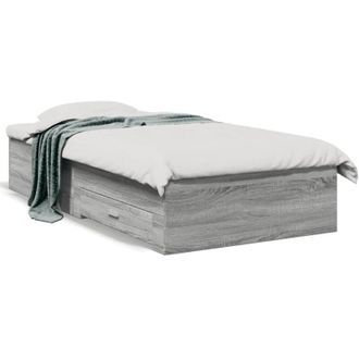 vidaXL Cadre de lit avec tiroirs sans matelas sonoma gris 90x190 cm Vidaxl