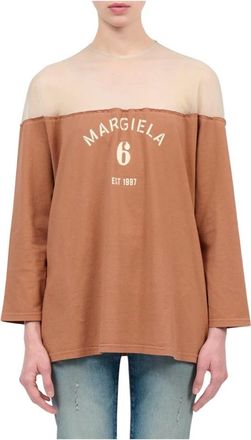 Maison Margiela Femme, Tops, Brun, Taille: 38 FR Logo T-shirt