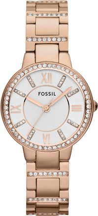 Fossil Damenuhr Virginia, Quarzwerk, 30mm Rose Gold Edelstahlgehäuse mit Edelstahlarmband, ES3284