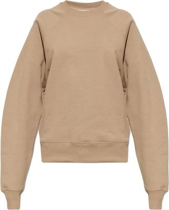 Ami Baumwoll-Sweatshirt mit gesticktem Logo - - Sweatshirts & Hoodies - Damen - Beige - XS