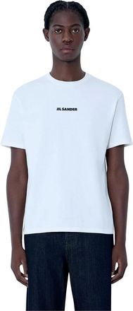 Jil Sander Homme, Tops, Blanc, Taille: L Logo Print T-Shirt