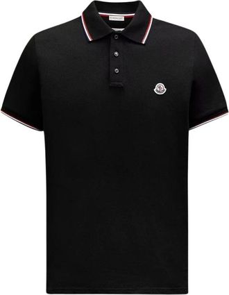 Moncler Homme, Tops, Noir, Taille: 2XL Polo Tricolore Orn&eacute;