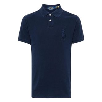 Polo Ralph Lauren Homme, Tops, Bleu, Taille: M Polo en coton coupe ajust&eacute;e personnalis&eacute;e