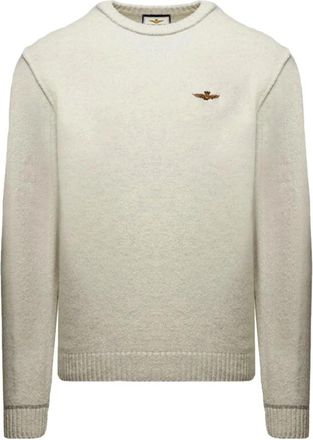 Aeronautica Rundhals-Pullover aus Lammwolle - - Knitwear - Herren - Grau - 2XL