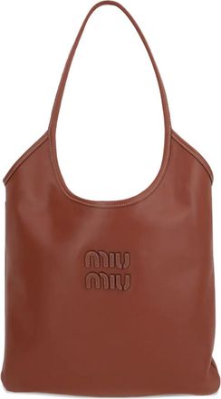 Miu Miu Shopper mit Logo-Patch - Braun