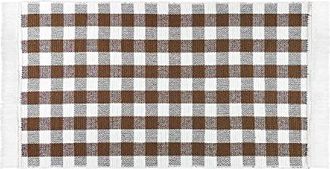 WohnDirect Tapis de Cuisine &agrave; Carreaux 50 x 100 cm Marron pour la Cuisine, lentr&eacute;e, Le Salon - Tapis de Cuisine Lavable en Machine - Tapis en 100% Coton avec Fra