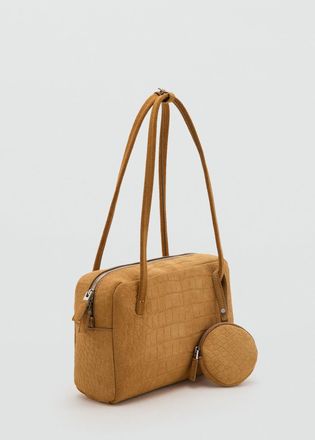 Mango Kleine Bowlingtasche aus Wildleder okker - Damen - Einheitsgröße - MANGO