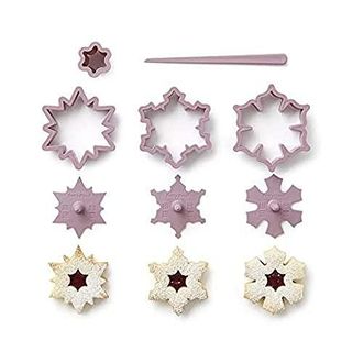 Betty Bossi Ausstecher-Set Keks Schneeflocken 3-teilig, spülmaschinengeeignet, inkl. Mini-Stern-Ausstecher und Reinigungsstäbchen, Perfekt für Spitzbuben, Zimtste