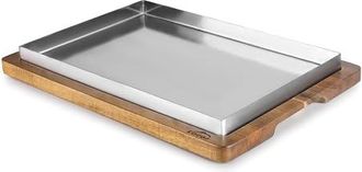 Lacor 60831 - Reis Flach, 26 X 18 cm, Tablett Aus Edelstahl, Basis Aus Akazienholz, Ideal F&uuml;r Reis, Eint&ouml;pfe Und Braten, Geeignet F&uuml;r Backofen Und Sp&uuml;lmasch