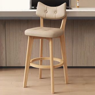 Generic Barhocker In Thekenhöhe, 71,1 cm, 2er-Set, Kunstleder, Mit Rückenlehne, Beine Aus Massivholz, Kücheninselstuhl, Natur(Natural E)