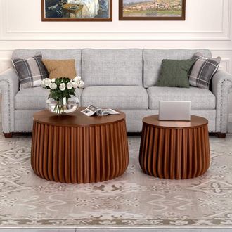 Generic Runde Beistelltische (2er-Set), Moderne runde MDF-Tischplatte, ideal f&uuml;r kleine R&auml;ume wie Wohnzimmer, Schlafzimmer oder Wohnung, Keine Montage erforde