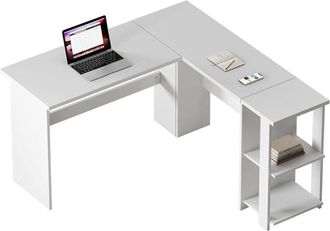 Need Bureau dordinateur en Forme de l 130 cm x 136 cm Grand Bureau dangle avec 2 &eacute;tag&egrave;res pour Le Travail &agrave; Domicile Grand Bureau dordinateur Table de