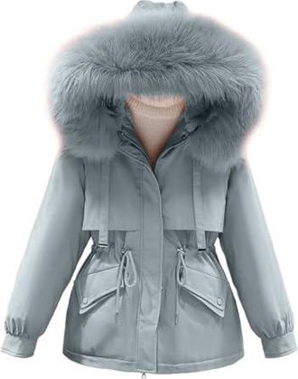 Onsoyours Manteau Femme Veste Chaude dHiver éPaissir Parka Polaire Chaude en Peluche Blousons à Capuche Fourrure Avec Fermeture à Glissière Hiver Doudoune A Ble