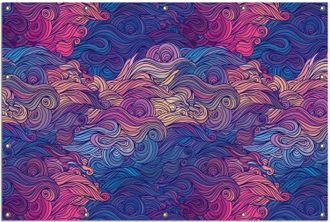 Wallario Outdoor-Poster f&uuml;r Garten oder Balkon Fantasievoller Wirbel, Motivbanner Gr&ouml;&szlig;e: ca. 120 x 180 cm, Outdoor-Bild