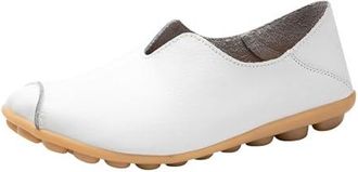 Generic Mocassins pour femmes, mocassins décontractés à enfiler en cuir confortables à tige basse, chaussures légères à bout rond, chaussures de travail à tal