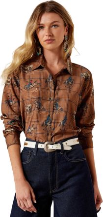 Ariat Womens Homestyle Western Shirt Long Sleeve in Glen Plaid Rodeo, Size 2X-Large, by Ariat